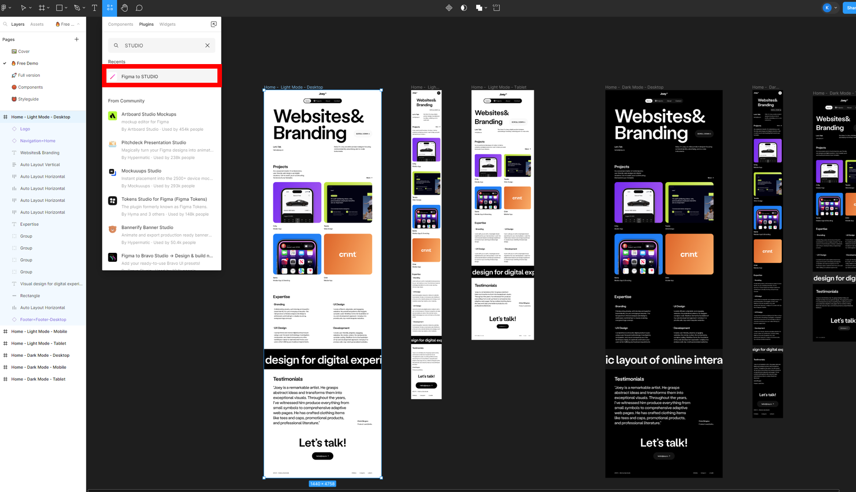 [簡単LP作成] Web制作ツール「STUDIO」のFigma to STUDIO使ってみた | cloud.config Tech Blog